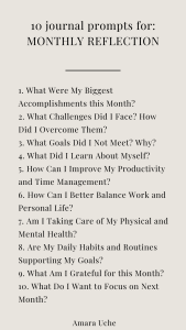 How to Do a Monthly Reflection & 10 Questions to Ask Yourself - Amara Uche