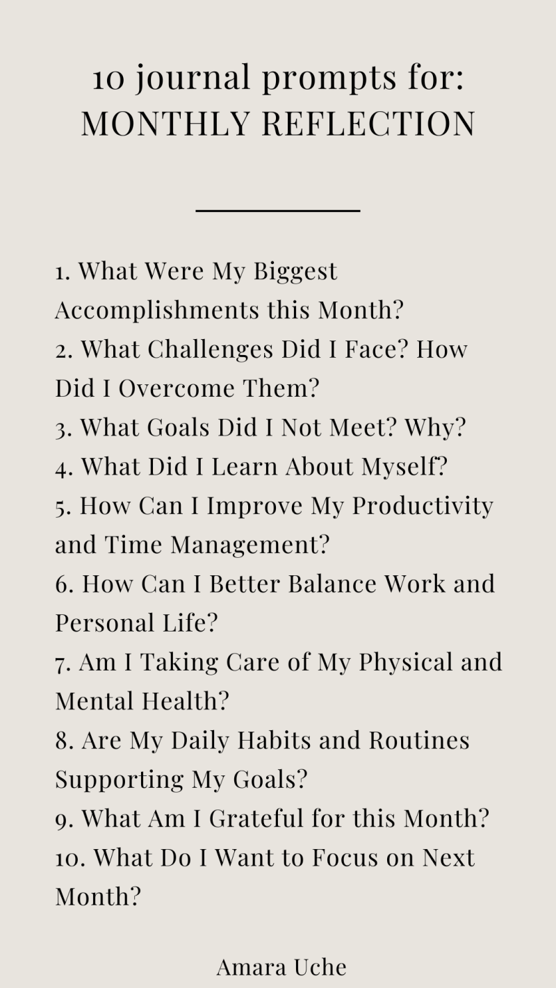 How to Do a Monthly Reflection & 10 Questions to Ask Yourself - Amara Uche